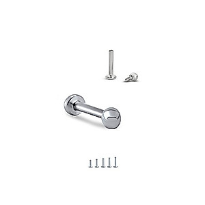 316L Surgical Steel Labret Style Nose Stud Internally Threaded Screw Post 9/32" 2.5mm Ball 16G