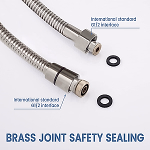 YDmeet Shower Head Holder and 71 Inch Shower Head Hose for Handheld, All Metal, Brushed Nickel