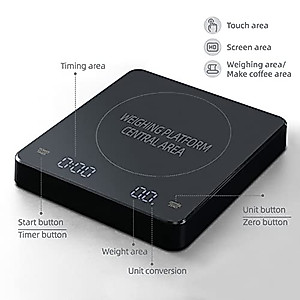 BestAlice Digital Kitchen Scale, 3Kg /0.1g Highly Accurate Digital Food Scale, USB Charging Electronic Coffee Scale LCD Display Switchable G OZ Ml Multifunction Electronic Scale for Home Bar