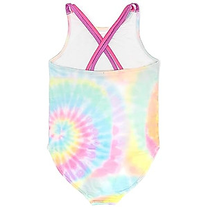 Barbie Swimsuit Girls Kids Doll Logo Tie Dye Swimming Costume 4-5 Years Pink
