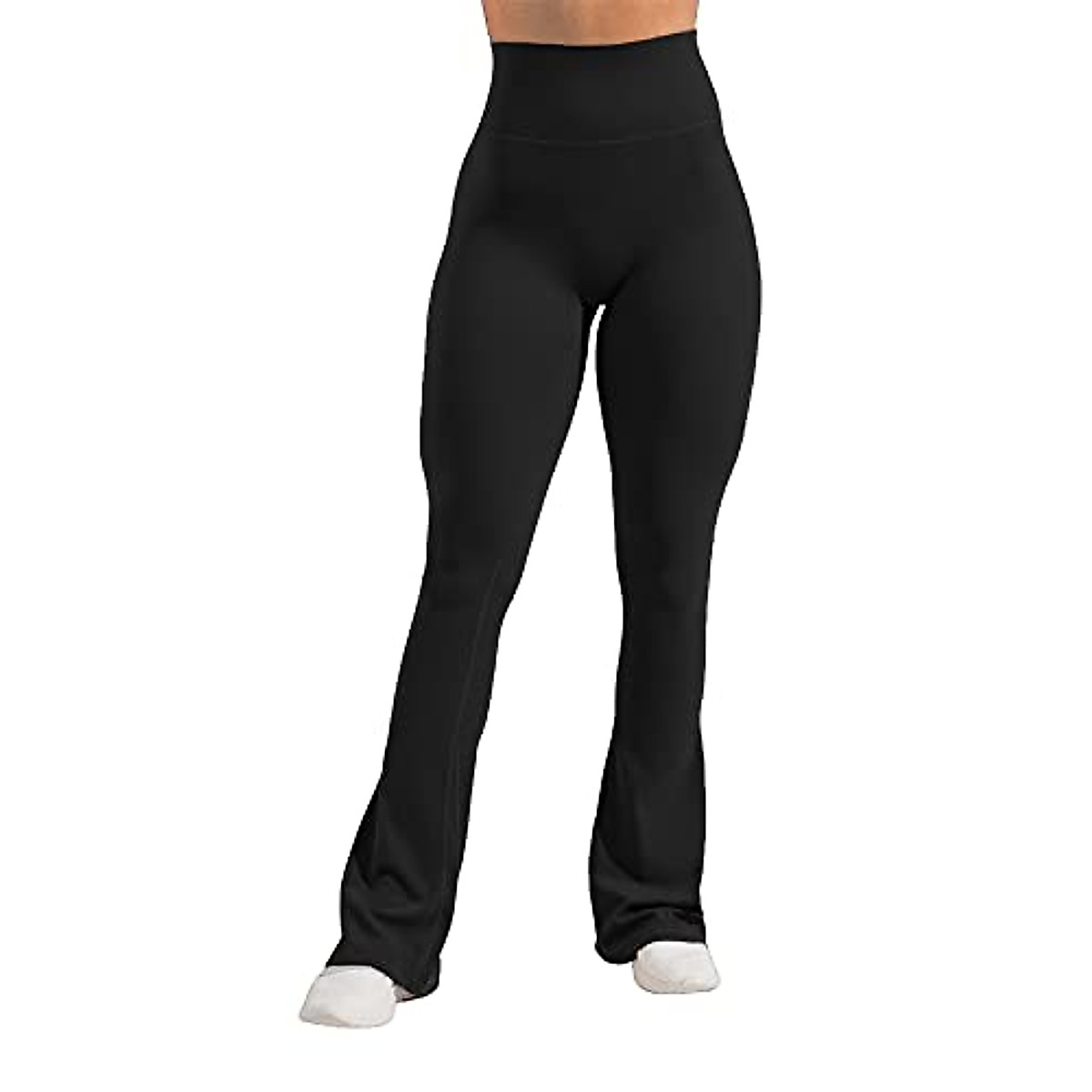 Gyiefcg Womens High Waist Flare Athletic Yoga Pants with Pockets Butt Lifting Running Workout Bootcut Leggings Black