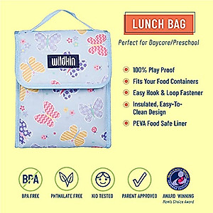 Wildkin Kids Insulated Lunch Bag for Boys & Girls, Reusable Lunch Bag is Perfect for Daycare & Preschool, Ideal Size for Packing Hot or Cold Snacks for School & Travel Lunch Bags (Butterfly Garden)