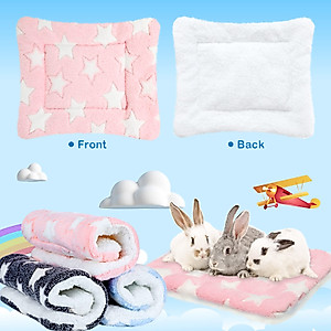 Jetec 3 Pcs Bunny Guinea Pig Beds Soft Bunny Mats Warm Guinea Pig Mat Small Animal Winter Bed Pads Fleece Sleeping Pads for Indoor Rabbit Hamster Squirrel Hedgehog Chinchilla Ferret(Star)