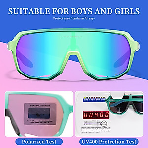KAPVOE Youth Baseball Glasses Age 8-14 Kids Sports Sunglasses Polarized Softball Cycling Small Face Adult Mountain Bike MTB