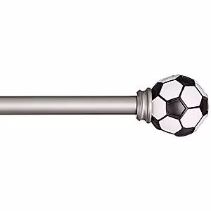 Amazon Basics Decorative 5/8" Curtain Rod with Soccer Ball Finials, 48"-86"