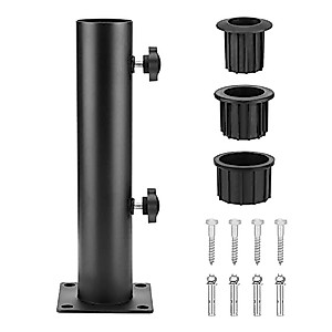 Deck Umbrella Mount Outdoor, 2.16'' Diameter In Wood Ground Flag Pole Holder , Bolt Down Windsock Pole Base Bracket, Adjustable Patio Table Umbrella Stand Outside for Garden Backyard Balcony Poolside Dock