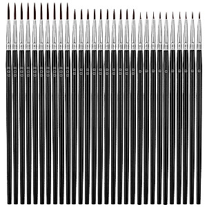 Anezus Tiny Detail Paint Brushes 30 Pcs Fine Paint Brushes Set with 3 Size #0#00#000 Liner brush for Miniature 40k Model Crafts Watercolor Acrylics Oil
