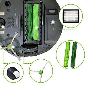 Replacement Parts Accessories for iRobot Roomba i7 j7 i6 i8 i3 i4 i1 e5 e6 I E Series Vacuum Cleaner Includes 1 Pack Roller Brush,Front Caster Wheel,and 3 Pack Filter,Side Brush