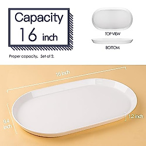 Taeochiy 16" Large Serving Platter - Oval Large Serving Tray, Ceramic Turkey Platters, White Platters for Serving Food, Appetizers, Entertaining, Party, Set of 2