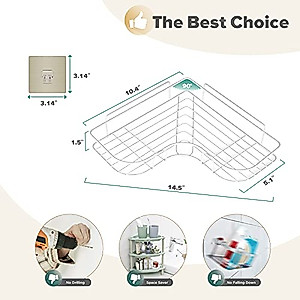 SORGMACH Shower Caddy Bathroom Corner Shelf Adhesive Basket Storage Rack Toile Holder Organizer with 4 Removable Hook Wall Mounted for Bathroom Kitchen Toilet - 2 Pack, White