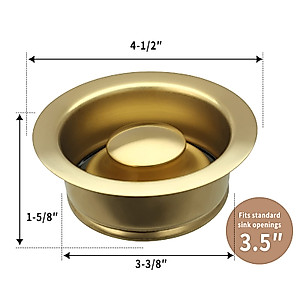 Akicon Kitchen Sink Brass Gold Finish Garbage Disposal Flange Stopper, One Size Disposal Rim, Fit 3-1/2 Inch Standard Sink Drain Hole