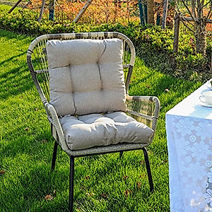 Faible Poisson Outdoor Chair Cushions Set of 2, Patio Furniture Floor Cushions, 21 x 21 Inch Square Seat Back Tufted Cushion, Dining Chairs Pads, Yellow Green