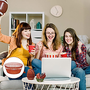 300 count Football Cupcake Liners Football Cupcake Wrappers Paper Muffin Cupcake Baking Cups Football Grease Resistant Fluted Boy Baby Shower Cupcake Liners for Birthday Party Decorations, 2 Styles