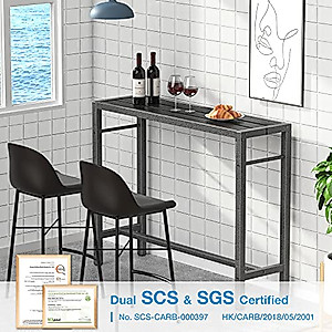 Mr IRONSTONE Outdoor Bar Table 53'' Patio Table Pub Height Dining Table with Waterproof Top and Hammer Finish Stand for Hot Tub, Garden, Backyard