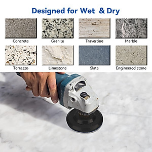 TOOVEM 14 Packs 4 Inch Diamond Polishing Pads with 5/8"-11 Backer Pad, 12 PCS Wet/Dry Polish Pad Kit for Drill Grinder Polisher, 50-8000 Grit Pads for Granite Marble Stone Concrete Countertop Quartz