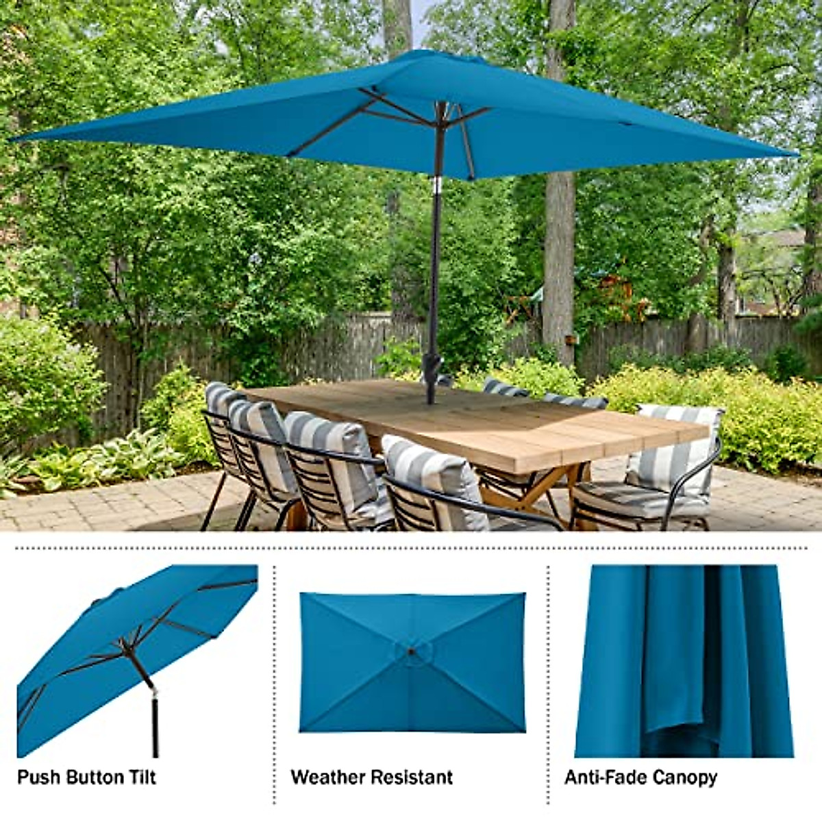 Pure Garden 50-LG1279 Turquoise Rectangular Patio Umbrella Color