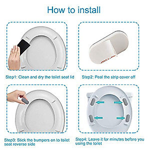 8 Pcs Universal Toilet Seat Bumpers, Toilet Lid Rubber Bumpers Replacement Kit with 8 Extra Thickness Pads for Changing Heights, Strong Adhesion Bidet Toilet Bumpers for Home, Hotel, Hospital