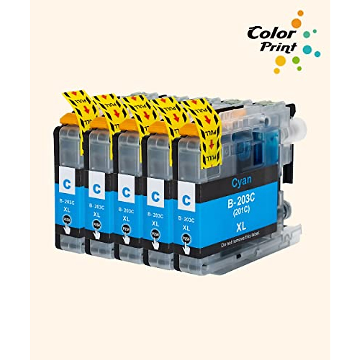 (5-Pack, 5xCyan) ColorPrint Compatible LC203XL Ink Cartridge Replacement for Brother LC203 XL LC-203XL fit for MFC-J4420DW MFC-J4620DW MFC-J5520DW MFC-J5620DW MFC-J5720DW MFC-J480DW MFC-J880DW Printer