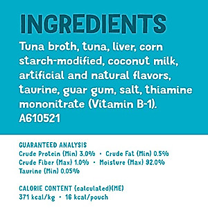 Purina Friskies Wet Pureed Cat Food Topper, Lil' Shakes With Tantalizing Tuna Lickable Cat Treats - 1.55 oz. Pouch