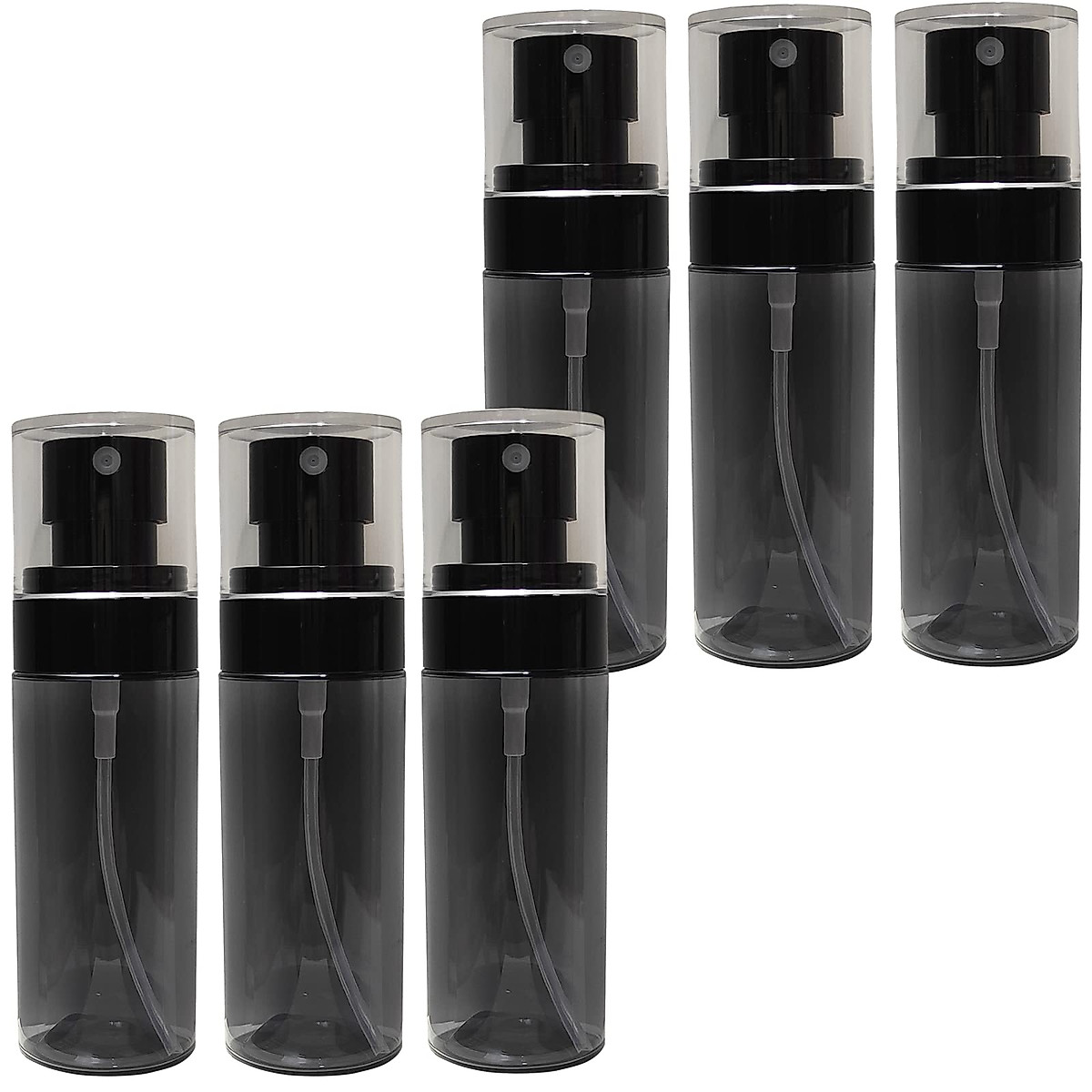 PimyRcyi 2oz Small Travel Spray Bottle Empty 60ml Transparent Black Fine Mist Toner Plastic Bottle(6pcs,Black)