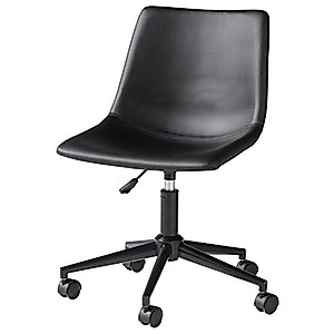 Signature Design by Ashley Faux Leather Adjustable Swivel Bucket Seat Home Office Desk Chair, Black