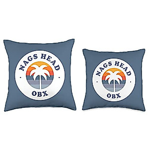 Nags Head NC Outer Banks Ocean Apparel Shop Nags Head Beach OBX North Carolina Ocean Wave NC Throw Pillow, 18x18, Multicolor