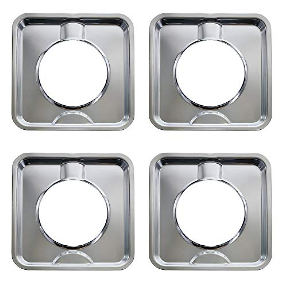 KITCHEN BASICS 101 Made in the USA SGP-400 4 Pack Chrome Square Gas Range Drip Pan Directly Replaces 786333, AP6011553, PS11744751, WP786333