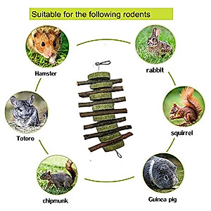 alfyng 3 PCS Bunny Chew Toys for Teeth Grinding, Organic Apple Wood Sticks Pet Snacks Chewing Playing Toys with Grass Cake for Rabbits, Chinchilla, Guinea Pigs, Hamsters and Other Small Animals