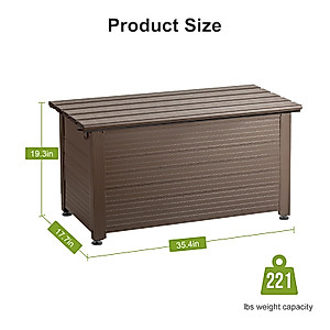 TECSPACE 55 Gallon Aluminum Deck Box, IP65 Waterproof Level Patio Storage Box, 221 Lbs Bearing Capacity, for Pool & Sports Equipment & Garden Tools Storage