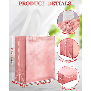 Eccliy 80 Pieces Gift Bags Set Glossy Reusable Tote Bags with Handles Grocery Bags for Wedding, Bachelorette Party, Christmas (Rose Gold,Medium)