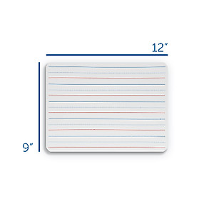 Flipside Two-Sided Red and Blue Ruled Dry Erase Board, 12 x 9, Ruled White Front/Unruled White Back, 12/Pack