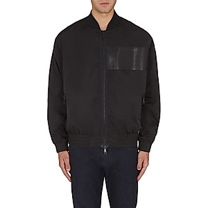 A | X ARMANI EXCHANGE Men's Colorblocked Pieced Bomber Jacket, Black, Large