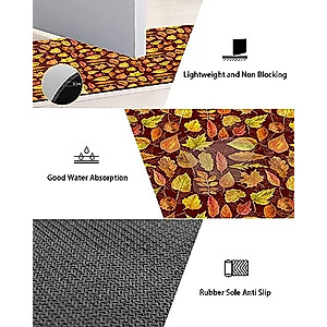 Fall Maple Leaves Bath Mat for Tub,Non Slip Bathroom Floor Runner Rug Quick Dry & Absorbent Diatomaceous Earth Shower Sink Kitchen Washable Doormat,Thanksgiving Autumn Farmhouse Country Rustic 20"x47"