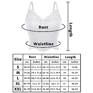Bencailor 4 Pcs Lace Y2k Tank Tops Fairy Grunge Clothes Crop Tops Lace Patchwork Cami Ribbed Knitted Tank for Women(XX-Large,Black, White, Skin, Gray)
