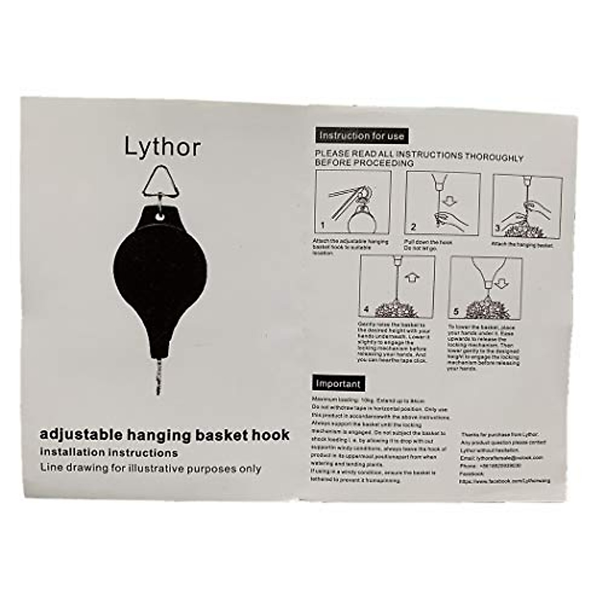 Lythor 4 Pack Plant Hook Pulley, Retractable Plant Hanger Easy Reach Hanging Flower Basket for Garden Baskets Pots and Birds Feeder Hang High up and Pull Down to Water Or Feed