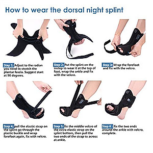 Night Splints for Plantar Fasciitis Dorsal Night Splint Foot Orthosis Stabilizer Foot Drop Ankle Splint Support Spiky Massage Ball