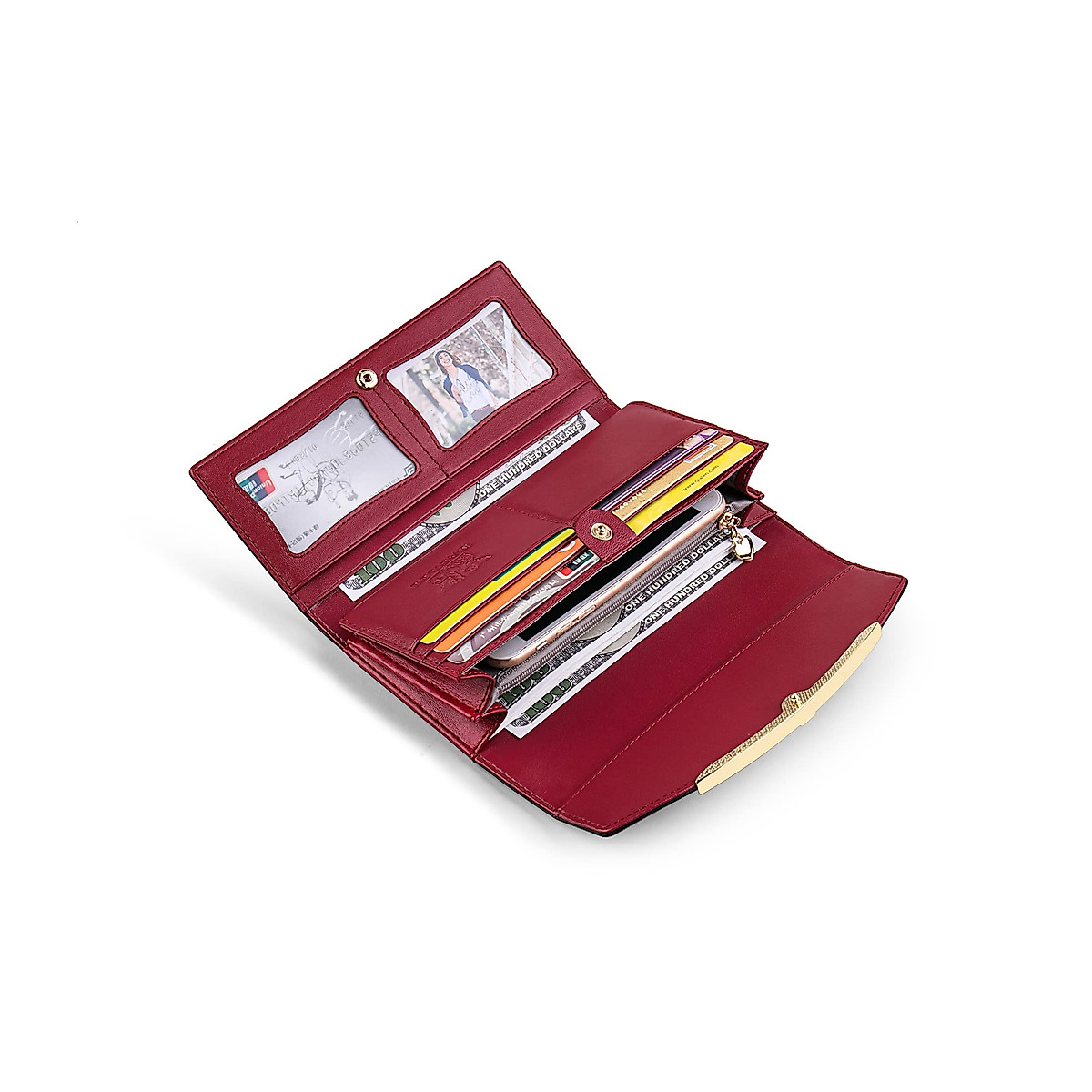 LYRRSH Women's Wallet Leather Long RFID Blocking Large-capacity Wallet Multifunctional Anti-theft Credit Card Holder (blue), 19cm*10cm*3.5cm