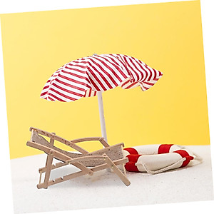 CIYODO ，， ， Chairs Decor Chaise Lounge Reclining Chair Beach Chair Doll Chair Mini Deck Chair Model Miniature Chair Miniature Deck Chair Mini House Chair Model Wood