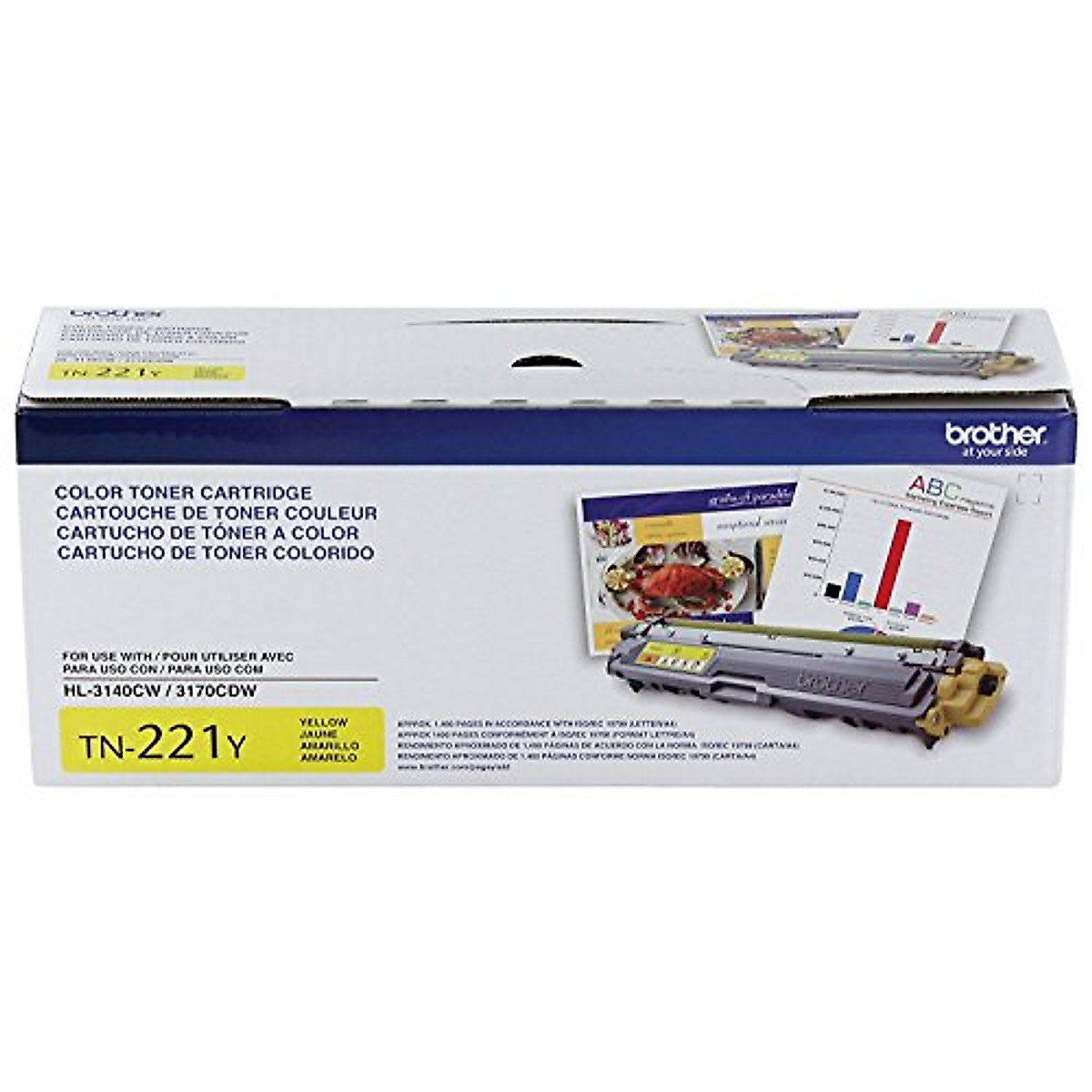 Brother Genuine TN221C, TN221M, TN221Y Color Laser Cyan, Magenta and Yellow Toner Cartridge Set