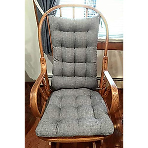 Barnett Home Decor Hayden Grey Rocking Chair Cushions - Size Extra-Large - Latex Foam Filled Seat Pad and Back Rest Cushion - Machine Washable, Reversible, Linen Look (XL - Gray)