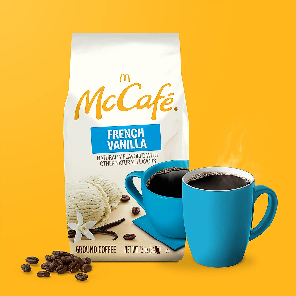 McCafe French Vanilla, Flavored Light Roast Ground Coffee, 12 oz Bag
