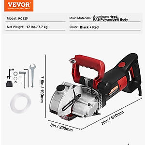 VEVOR Wall Chaser, 4800W Slotting Machine with Laser Guide 6500rpm, Max Groove Depth and Width 1.6" x 1.65", Concrete Grooving Cutting Machine with 5 x 5" Saw Blades and Dust Control Accessories