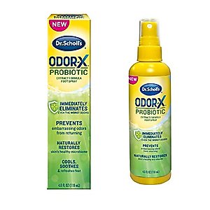 Dr. Scholl's Probiotic Foot Spray 4oz Immediately Eliminates and Prevents Odors from Returning Shoe Deoderizer, 4 Ounce