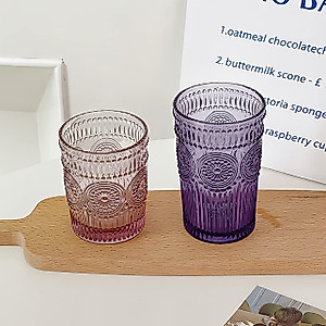 Kingrol 6 Pack 12 Ounces Vintage Water Glasses, Romantic Drinking Glasses, Premium Glassware Set for Juice, Beverages, Beer, Cocktail