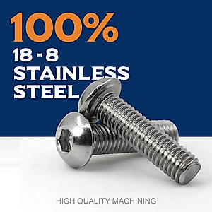 M6-1.0 x 30mm Button Head Socket Cap Screws Metric, Passivated 18-8 Stainless Steel, Allen Socket Drive, Full Thread, Machine Thread, 25 PCS