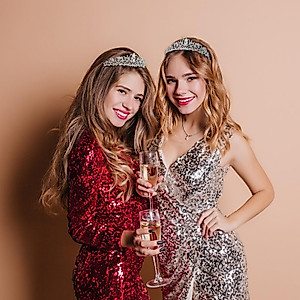 FORENEE Silver Crown Rhinestone Tiaras for Women Crystal Birthday Crown with Combs Queen Crown for Women Princess Tiaras for Halloween Wedding Christmas