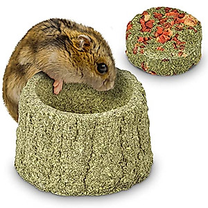 ERKOON 100% Edible Premium Timothy Hay Chew A Bowl for Rabbits, Chinchilla Treats, Chew Toys for Teeth Guinea Pigs and Mice