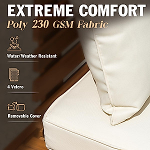 IDZO Lucille 800lbs Capacity Acacia Patio Loveseat, FSC Certified 2 Seater Outdoor Sofa with 3.9in Thick Cushions, Teak Finish Porch Couch for Garden Backyard, Beige