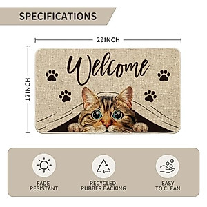 Artoid Mode Big Round Eyes Footprint Welcome Doormat,Front Door Low-Profile Yard Floor Switch Mat Rubber Back for Indoor Outdoor 17 x 29 Inch