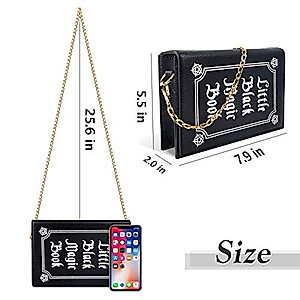 USTYLE Magic Book Shaped Crossbody Bag, Girl Women Fashion Cute Shoulder Bag with Chain Strap (black)